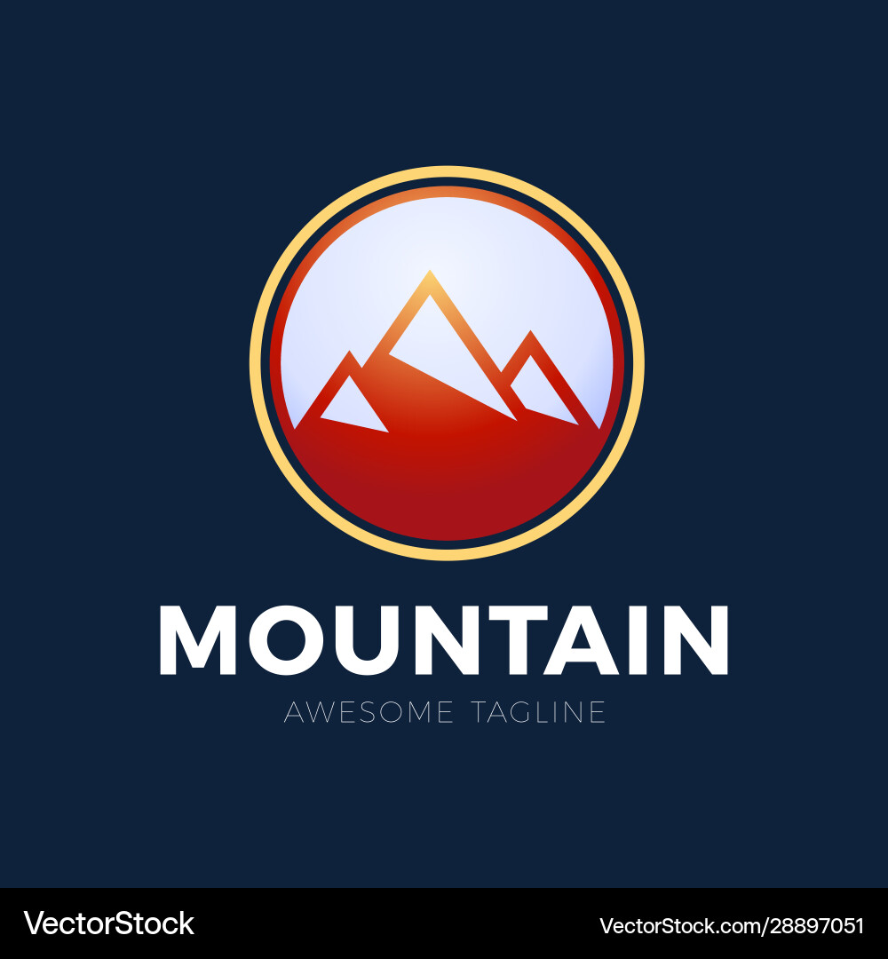 Mountain logo design red circle Royalty Free Vector Image