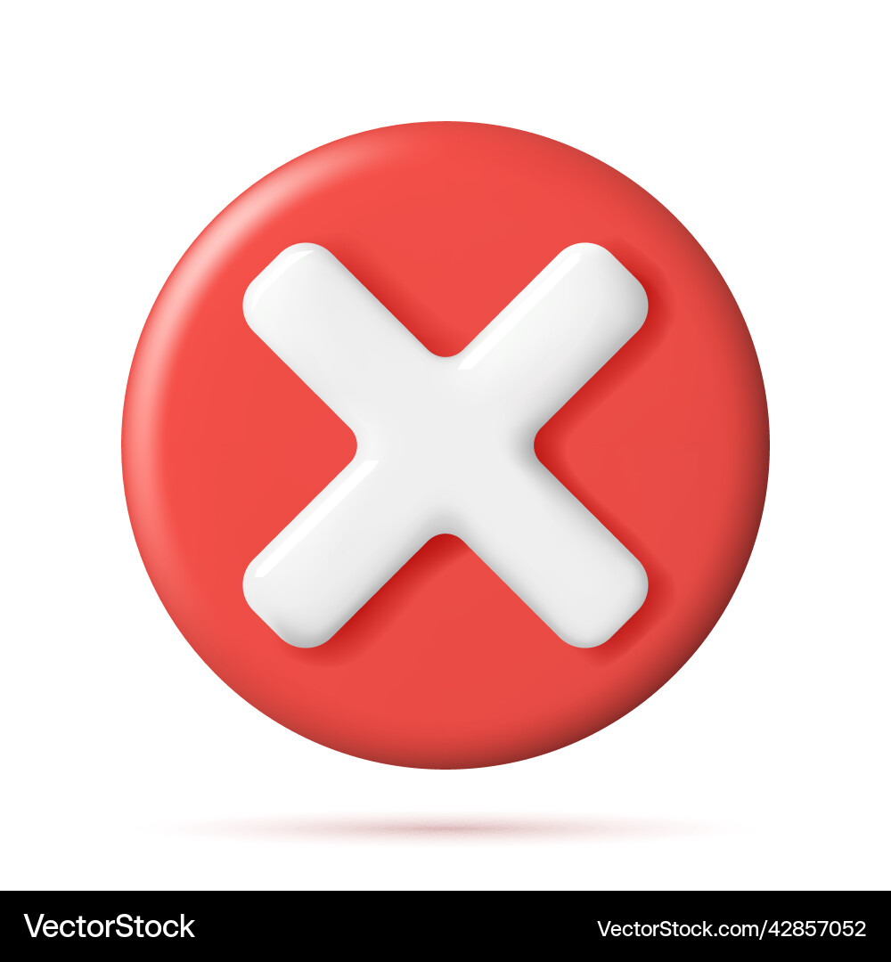 3d wrong button in circle shape Royalty Free Vector Image