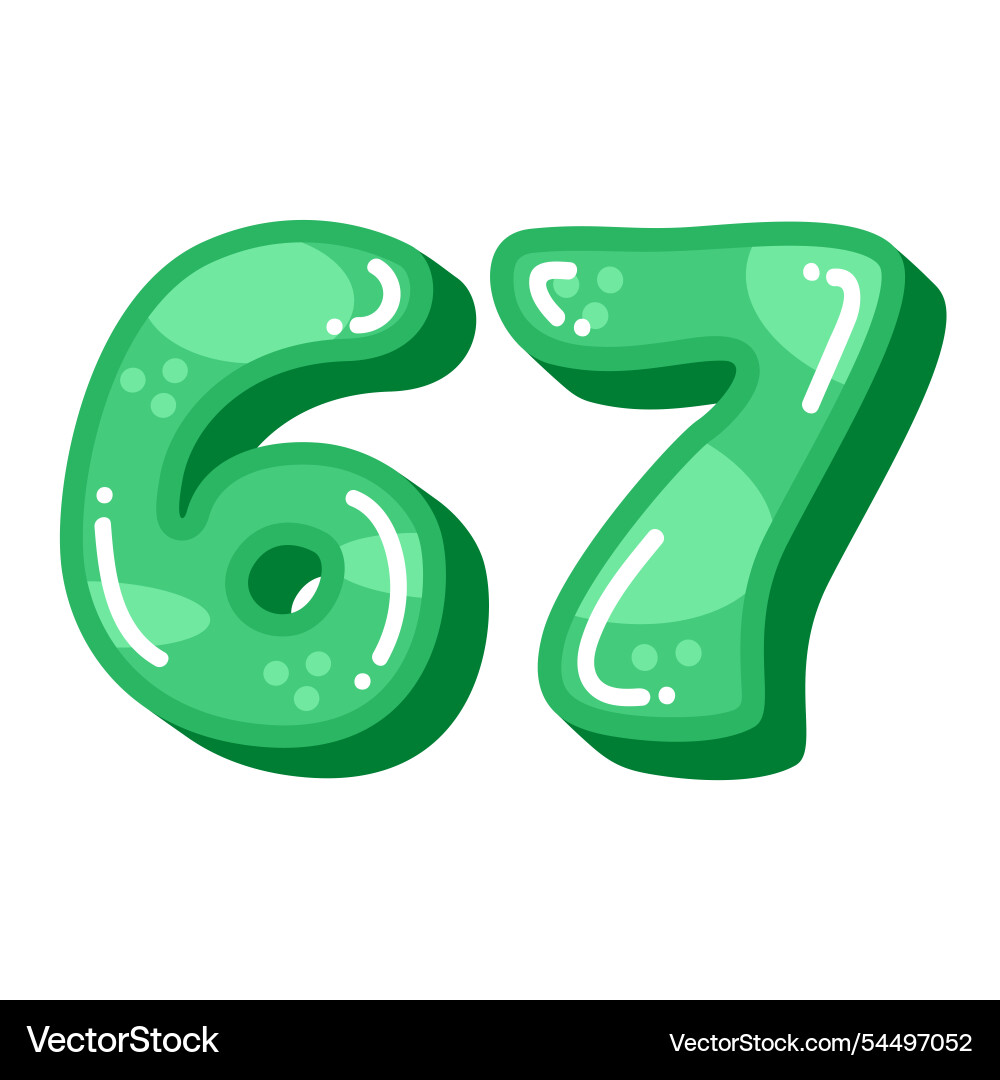 Cute funny number 67 sixty seven image Royalty Free Vector