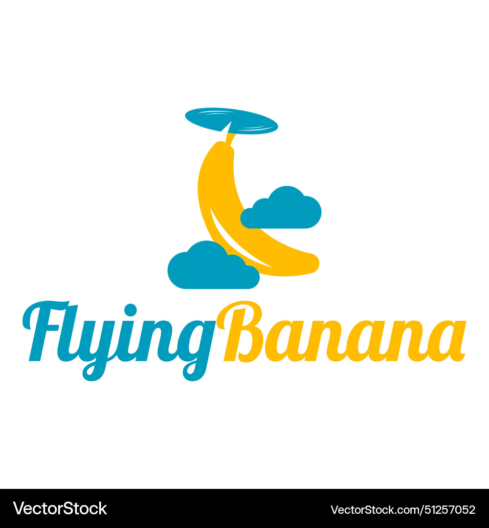 Flying banana simple modern logo Royalty Free Vector Image