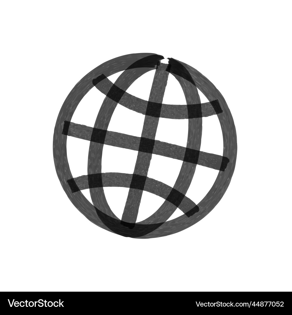 Hand drawn black wireframe earth grid icon globe Vector Image Hand drawn black wireframe earth grid icon globe Vector Image