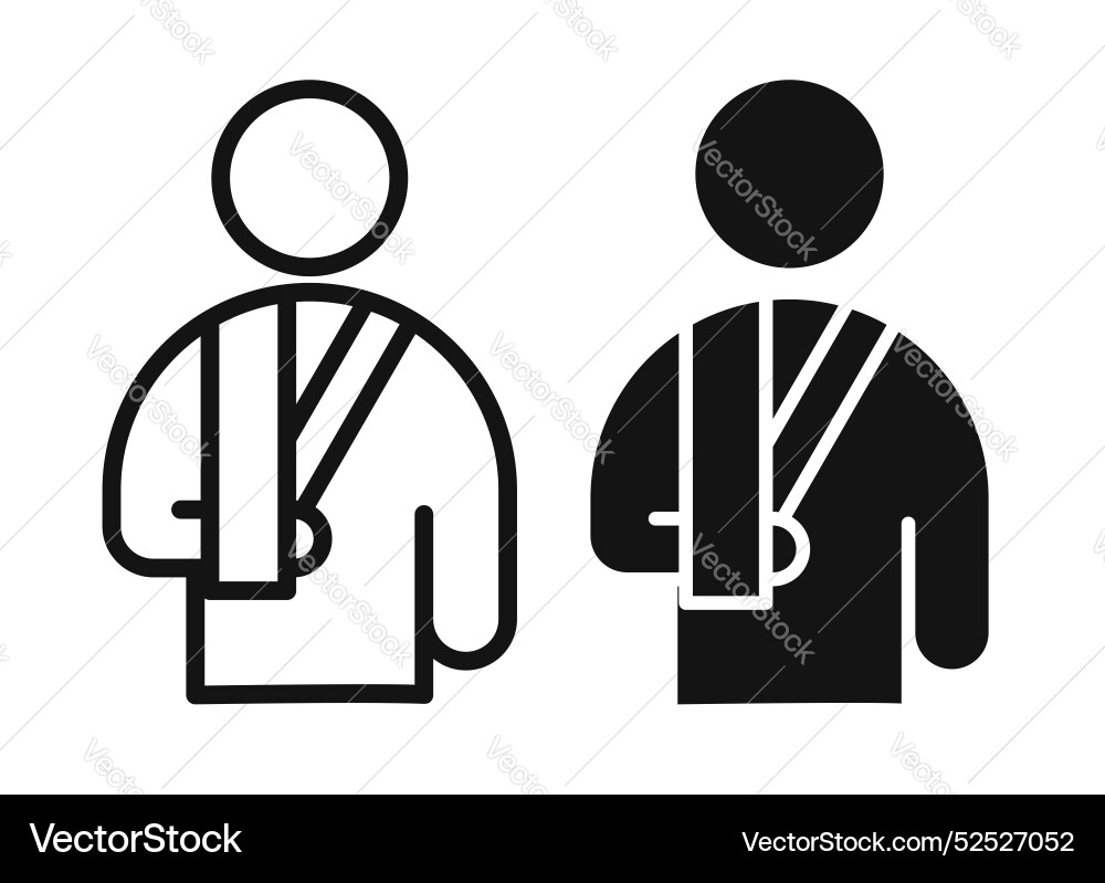 Injured man thin line icon set Royalty Free Vector Image