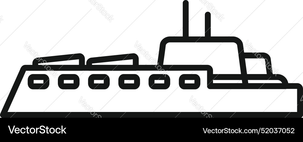 Military warship floating on water surface icon Vector Image