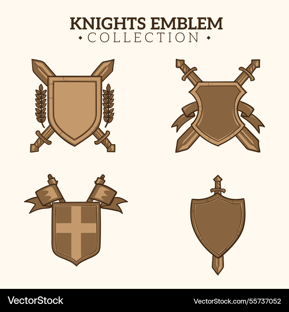 Pack of knight shields Royalty Free Vector Image