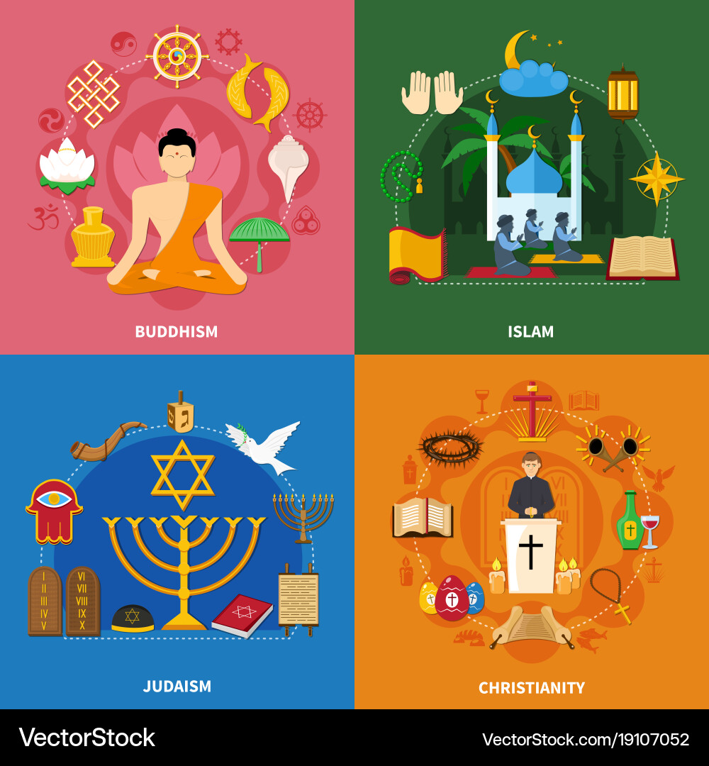 Religions icon set Royalty Free Vector Image - VectorStock