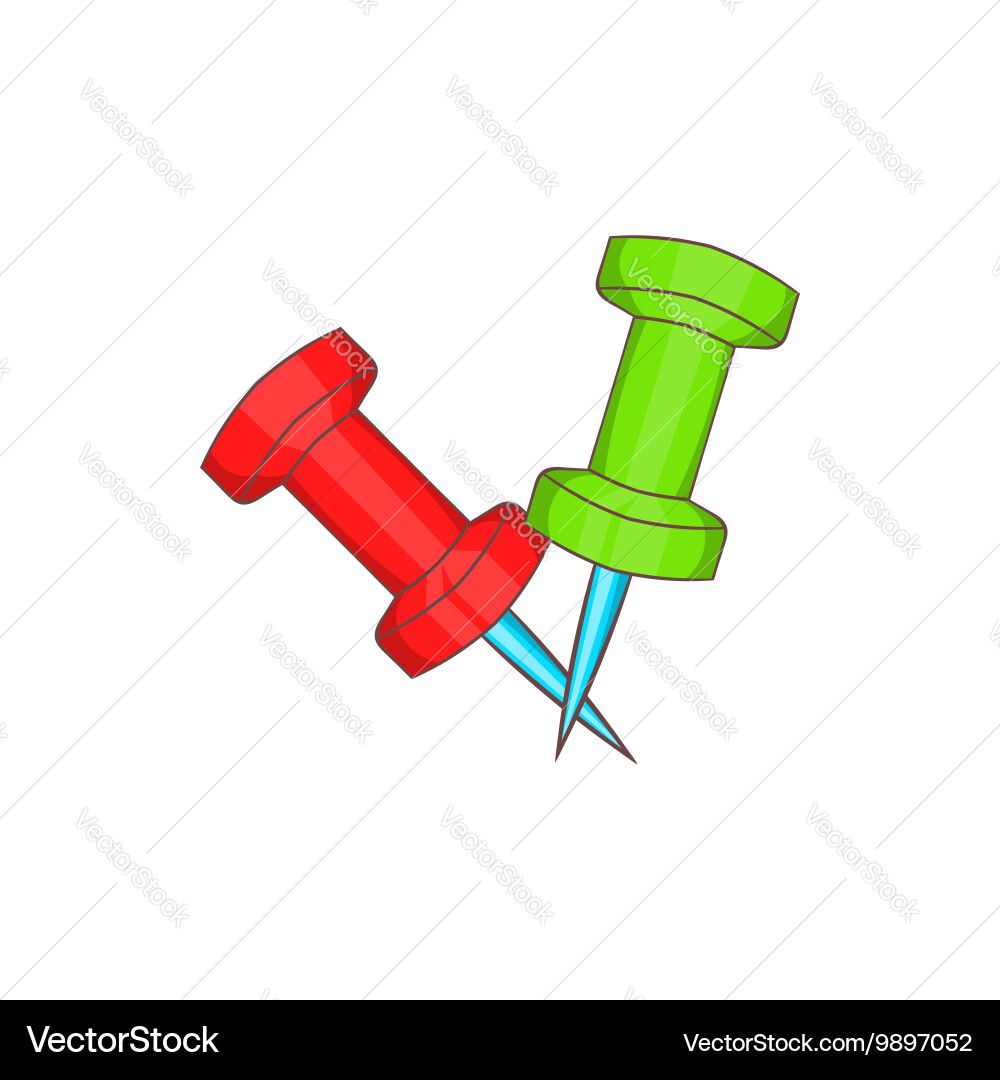 Two pins icon in cartoon style Royalty Free Vector Image