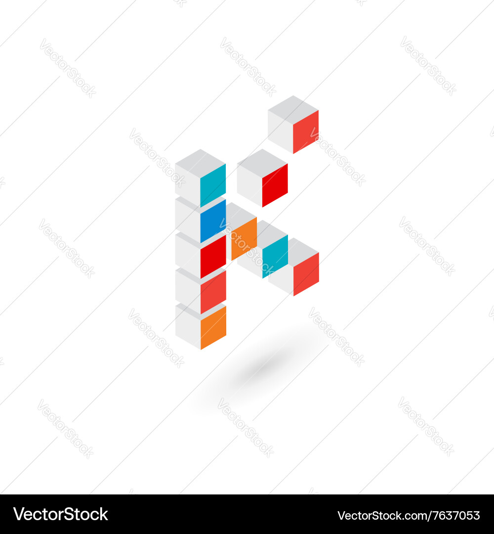 3d cube letter k logo icon design template Vector Image