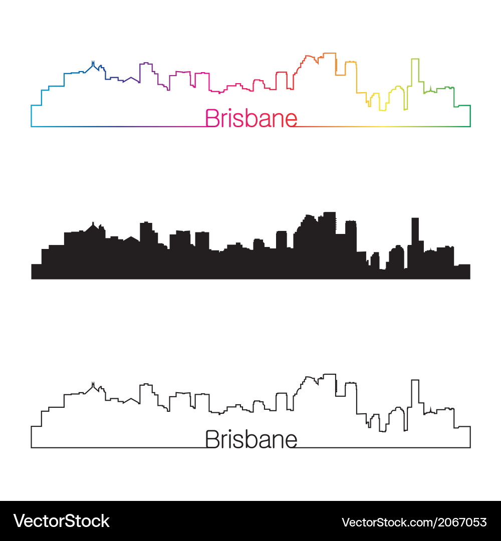 Brisbane skyline linear style with rainbow Vector Image