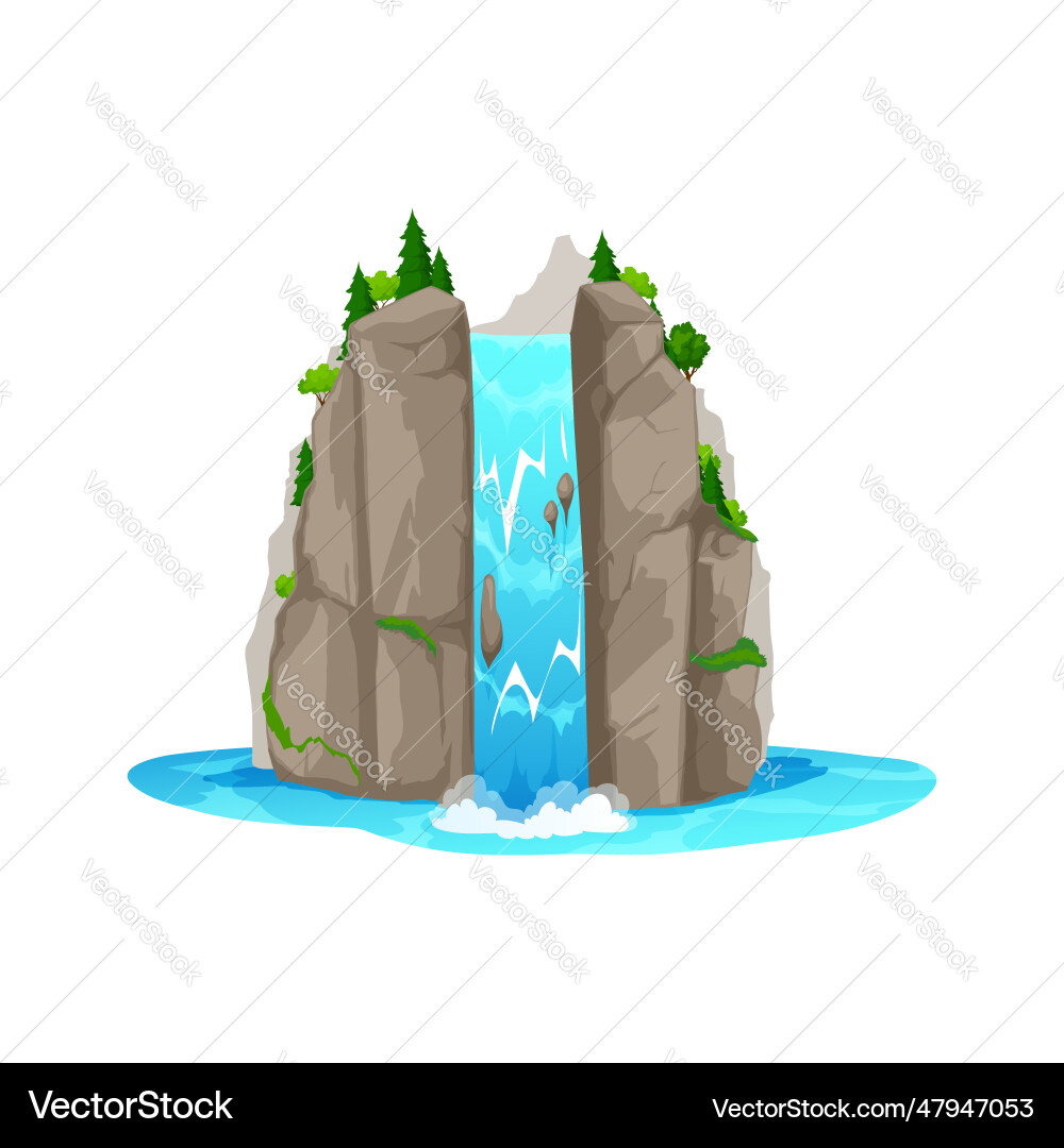 Mountain Waterfall Landscape Royalty Free Vector Image