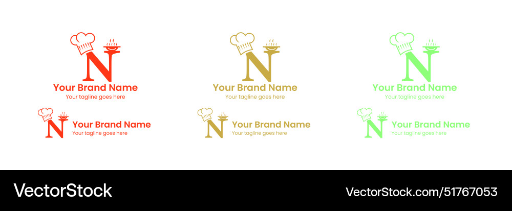 N letter restaurant logo design Royalty Free Vector Image