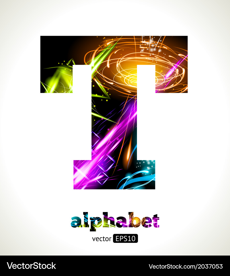 Neon Light Letter T Royalty Free Vector Image - VectorStock