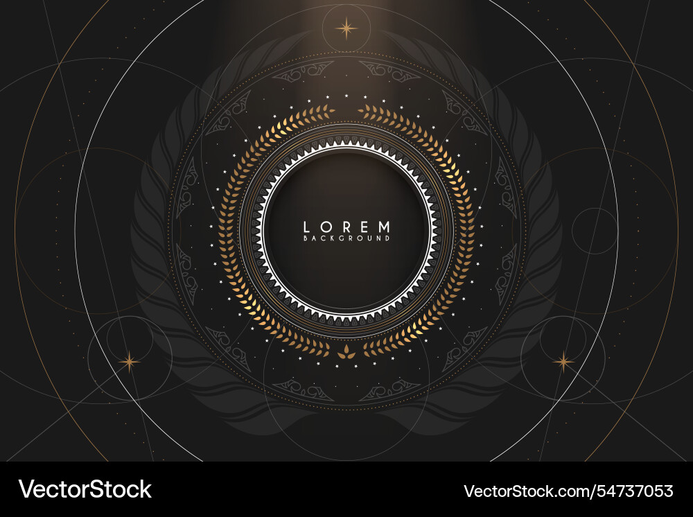 Ornate circle frame with golden elements Vector Image