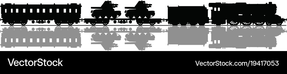 Vintage Military Steam Train Silhouette Royalty Free Vector