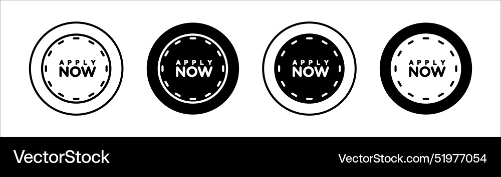 Apply now flat line icon set thin Royalty Free Vector Image