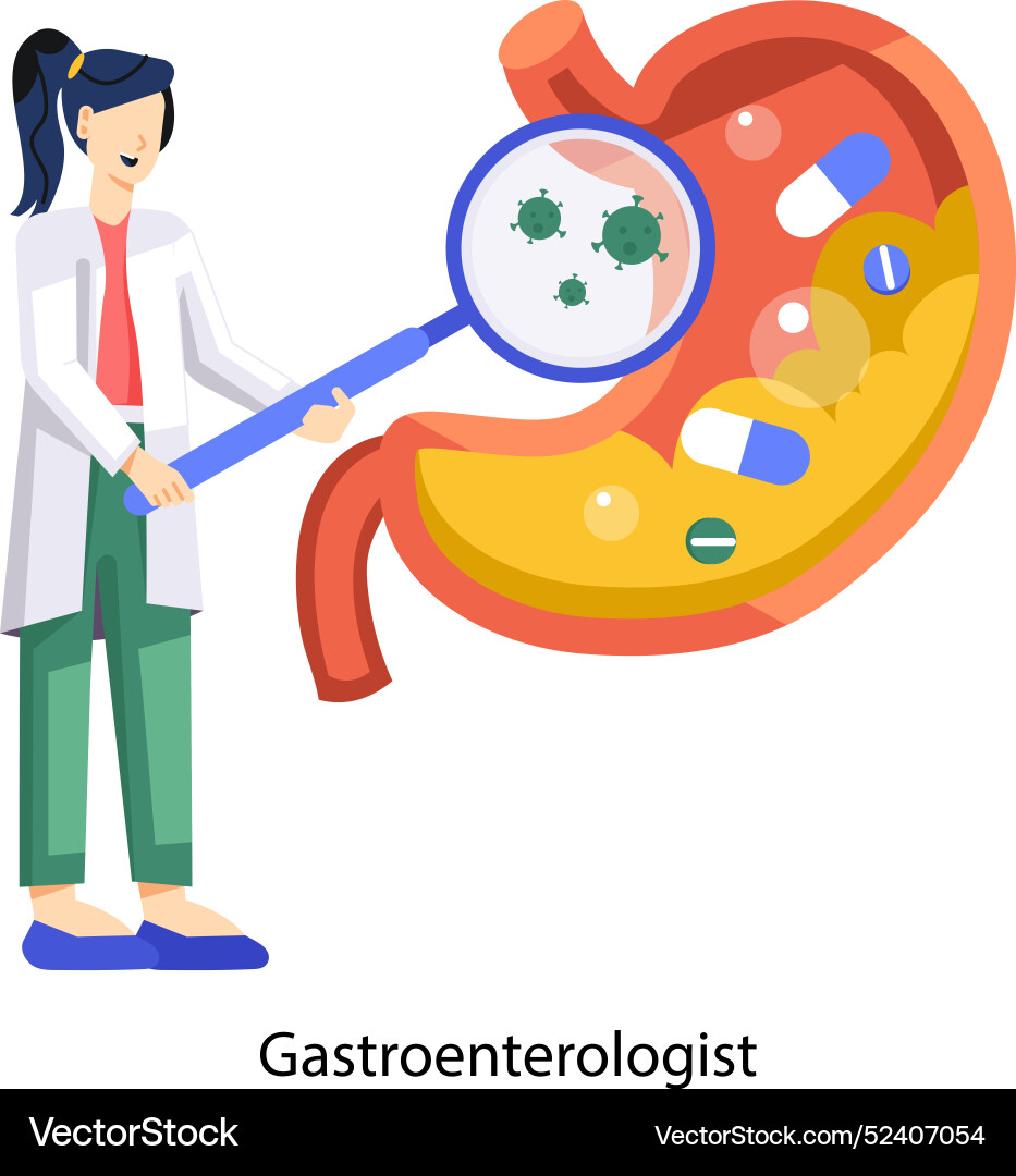 Basic rgba gastroenterologist in flat Royalty Free Vector