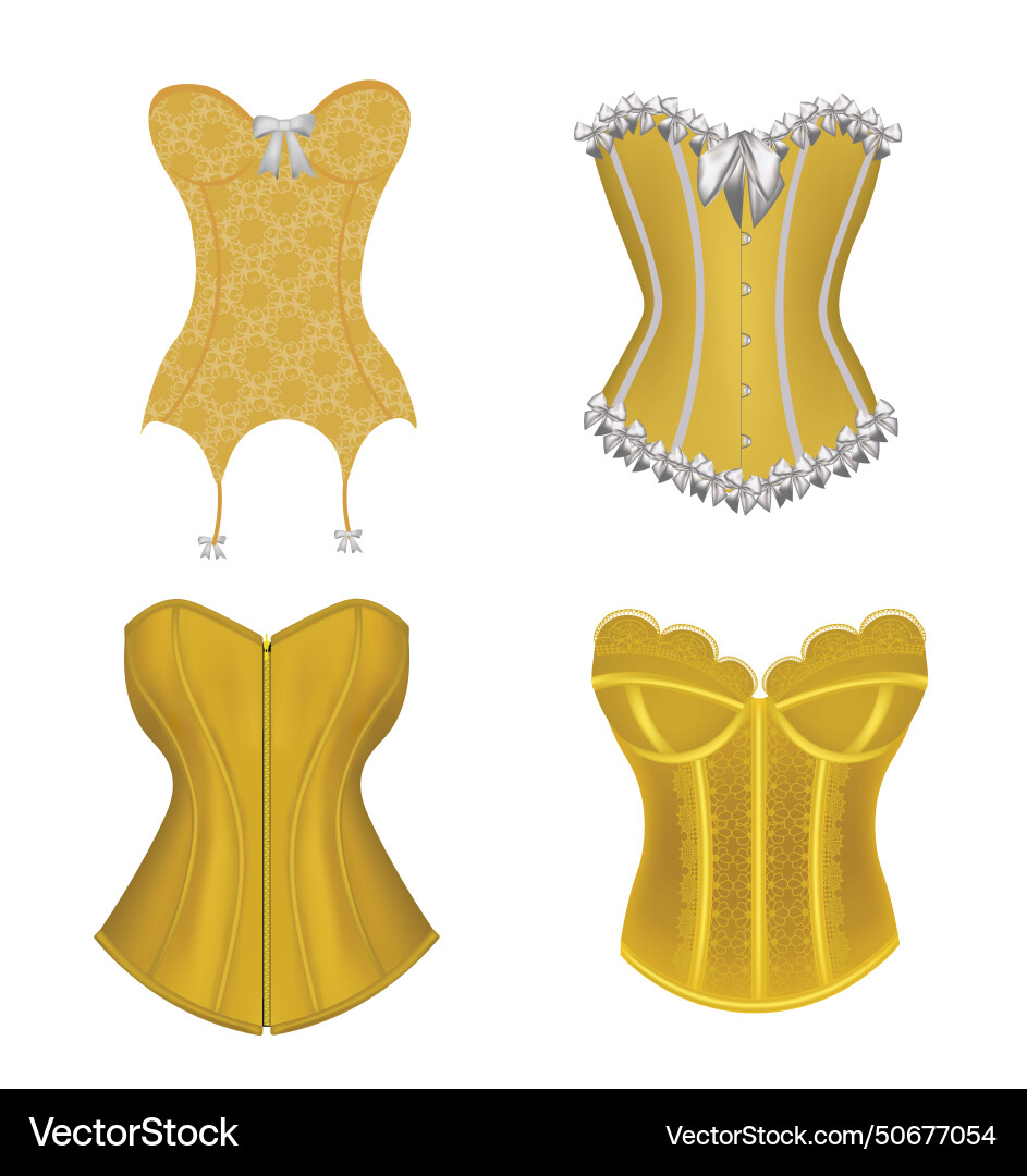 Four yellow corsets set Royalty Free Vector Image