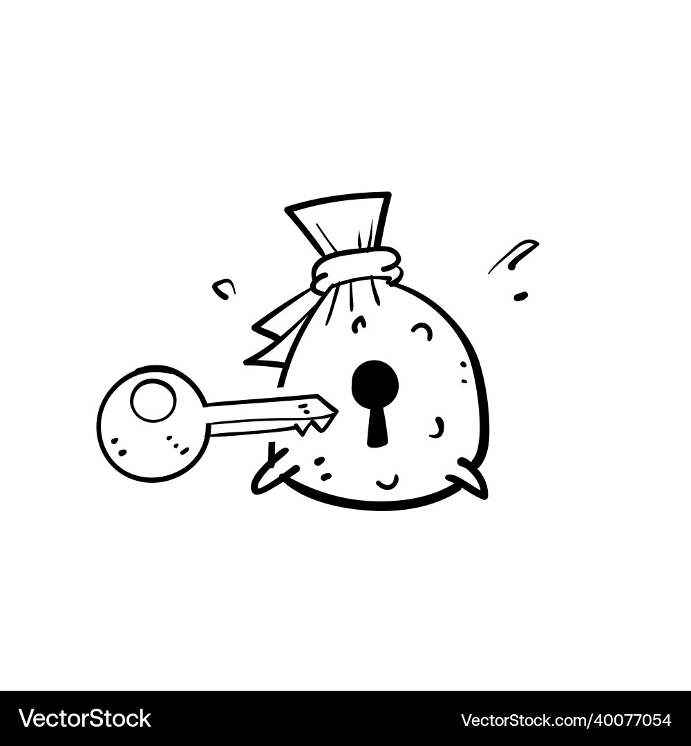 Hand drawn doodle key and money symbol Royalty Free Vector