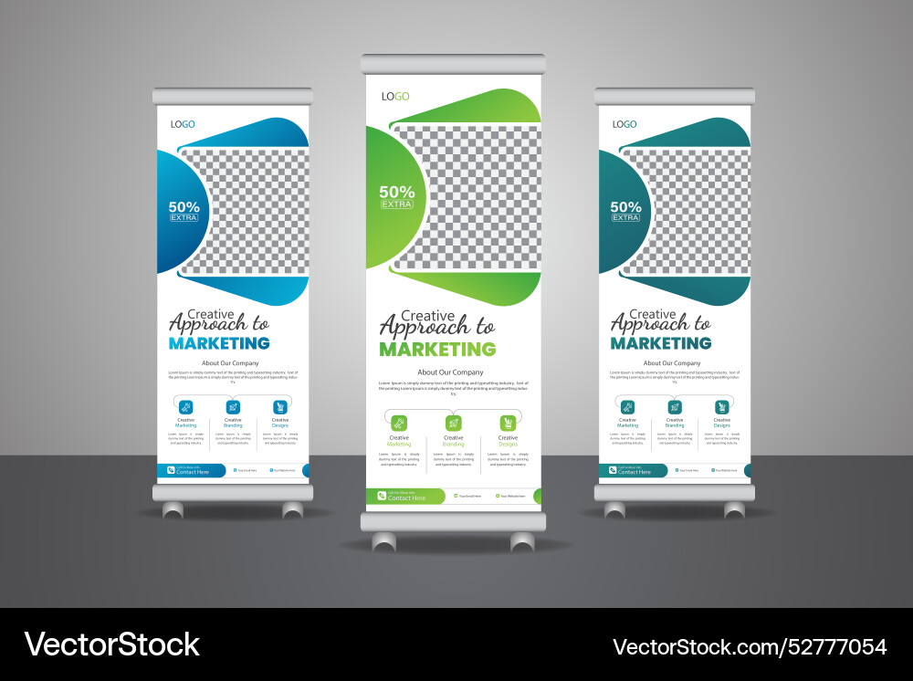 Innovative x-banner template for business roll-up Vector Image