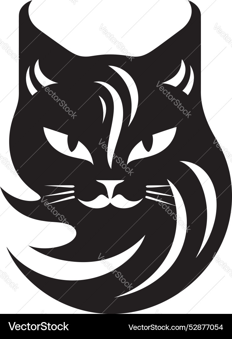Moonlit cat symbol simple profile Royalty Free Vector Image