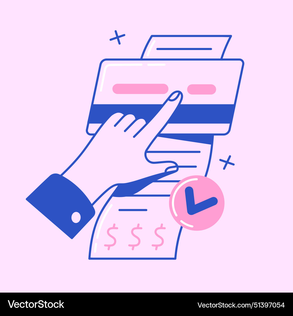 People pay check bill with bank plastic card Vector Image