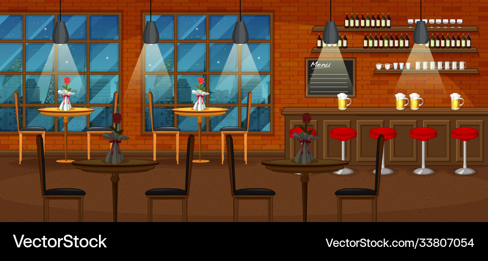 Pub and restaurant background scene Royalty Free Vector