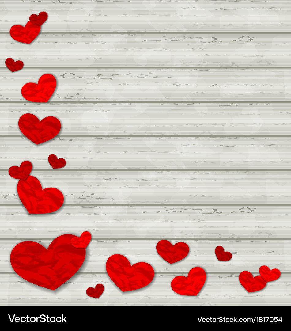 Rustic Hearts on Wood Background Royalty Free Vector Image