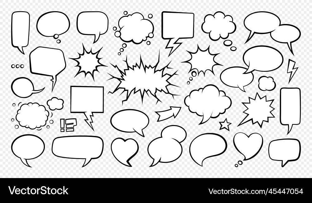 Set of comic speech bubbles cartoon Royalty Free Vector
