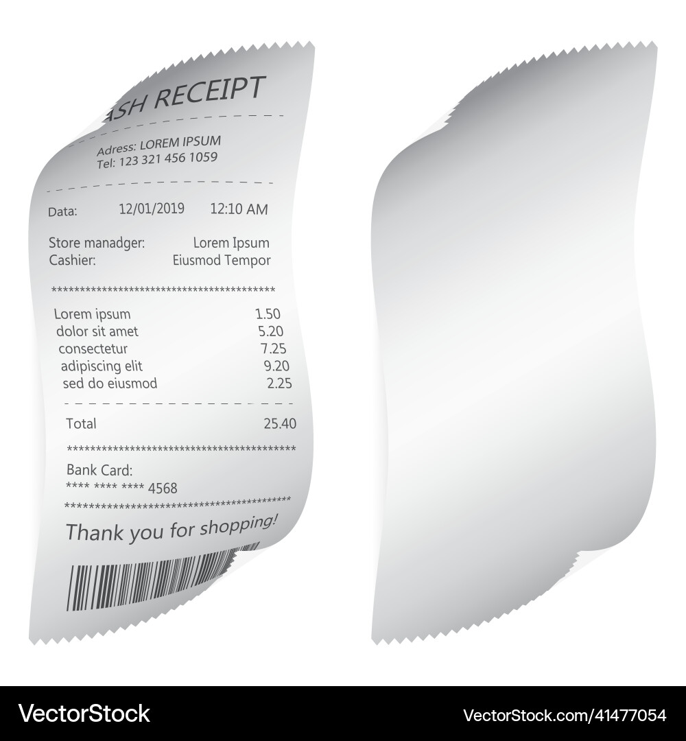 Shop receipt retail ticket isolated object Vector Image
