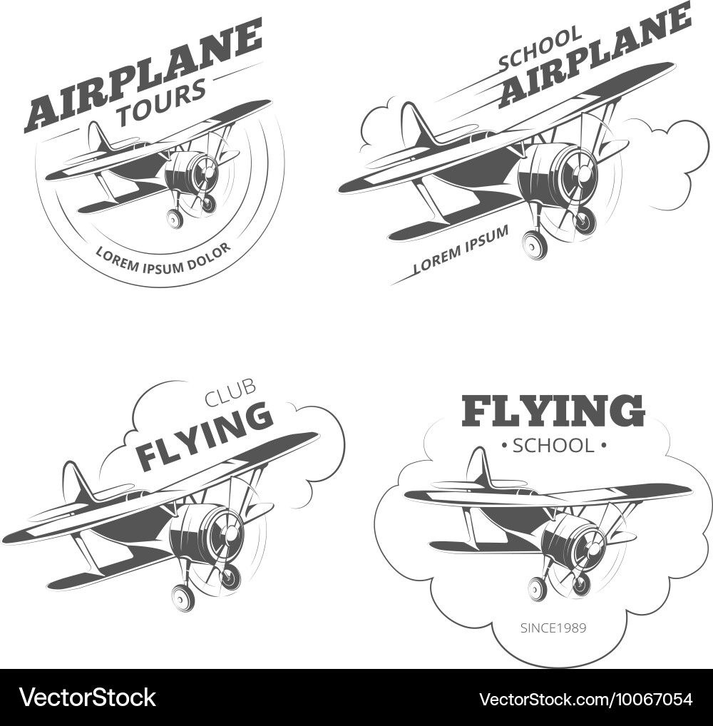 Vintage airplane or aircraft logos emblems Vector Image