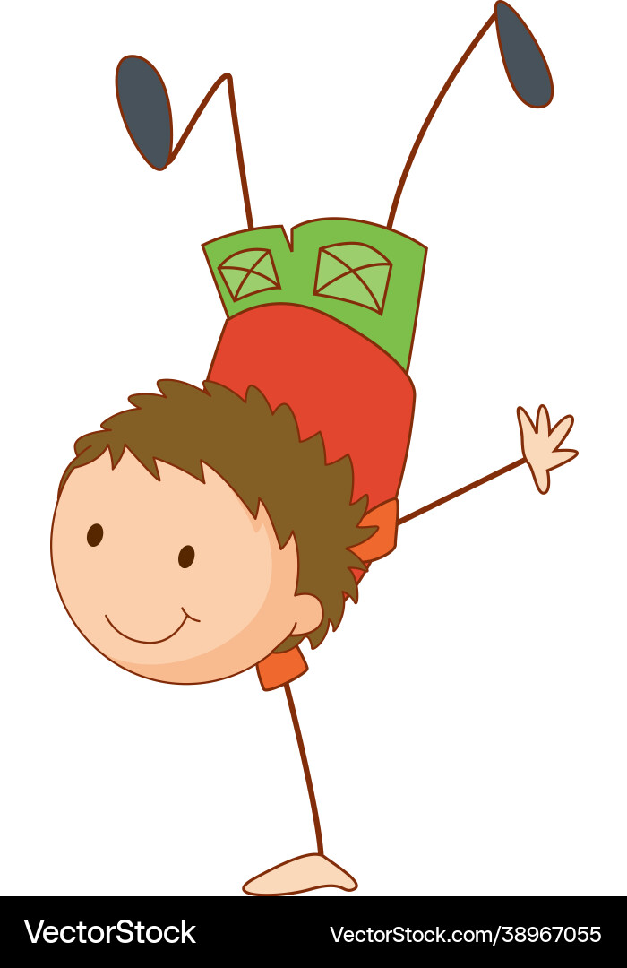 A doodle kid performing break dance cartoon Vector Image
