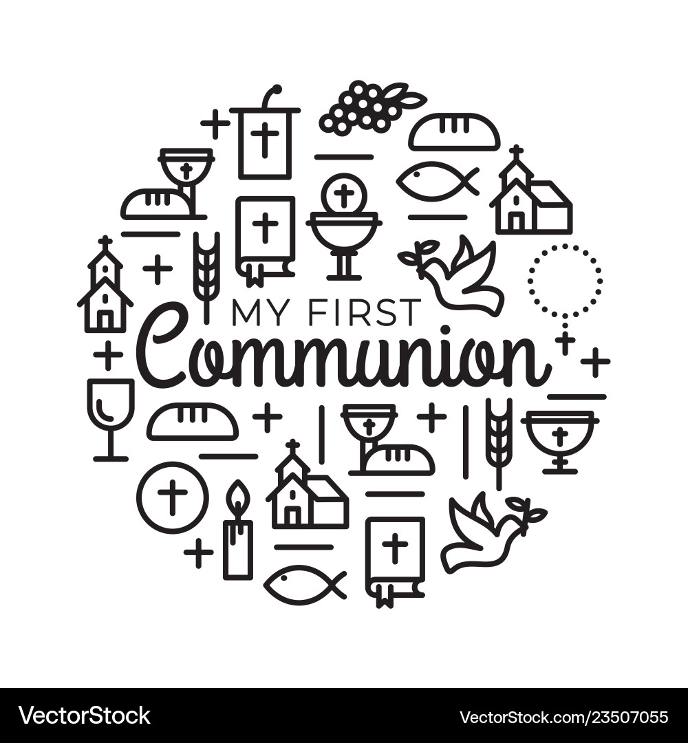 First communion symbols for a nice invitation Vector Image