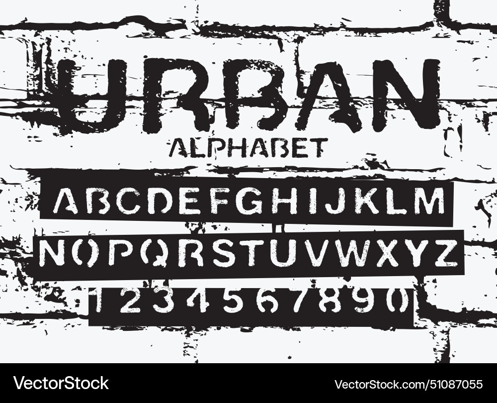 Font urban stencil with in grunge style Royalty Free Vector