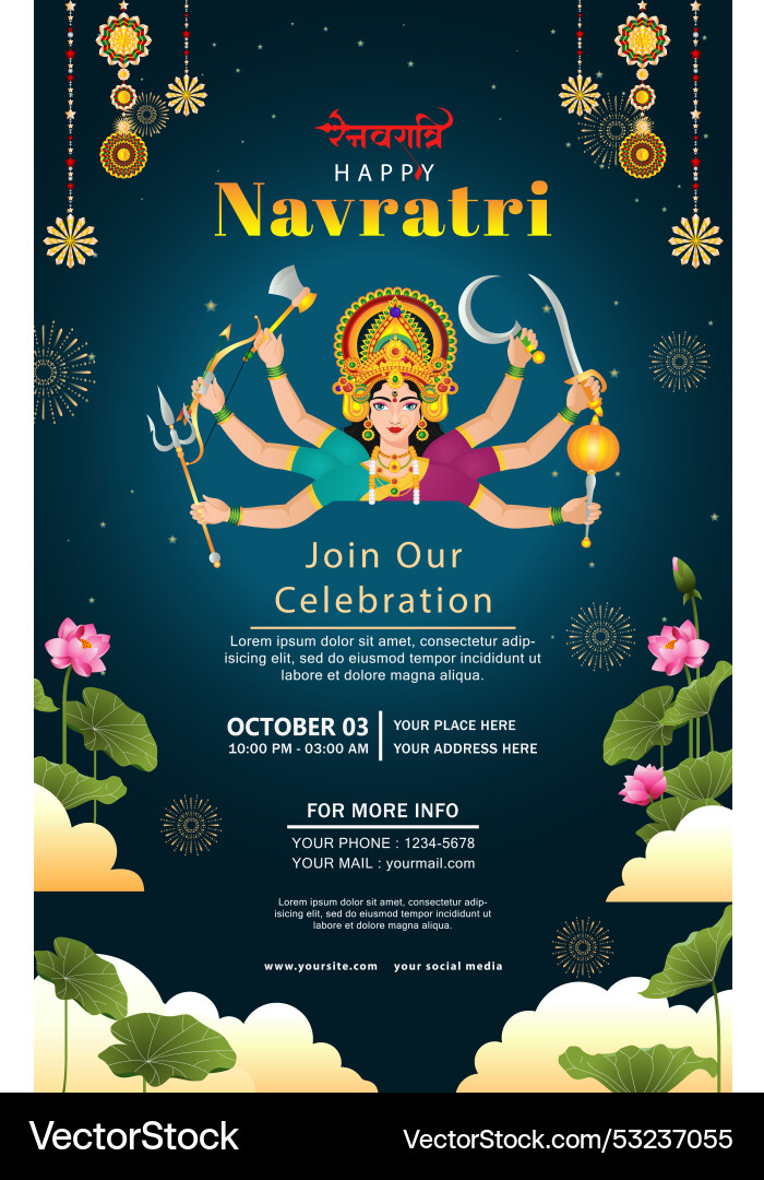 Happy navratri Poster mit Farbverlaufskonzept Vektorbild