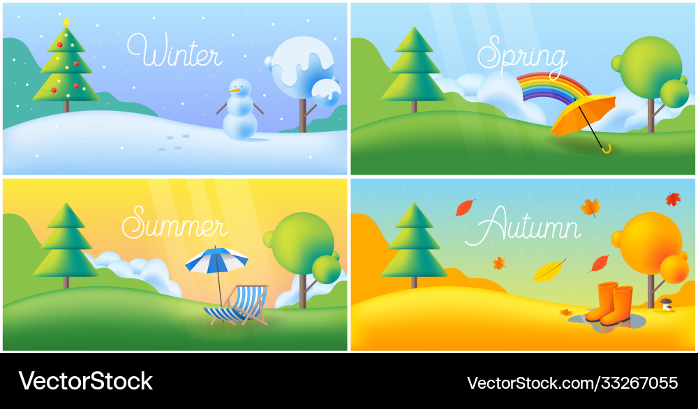 Landscape four seasons - winter spring summer Vector Image