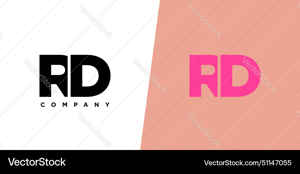 Letter r and d rd logo design template minimal Vector Image