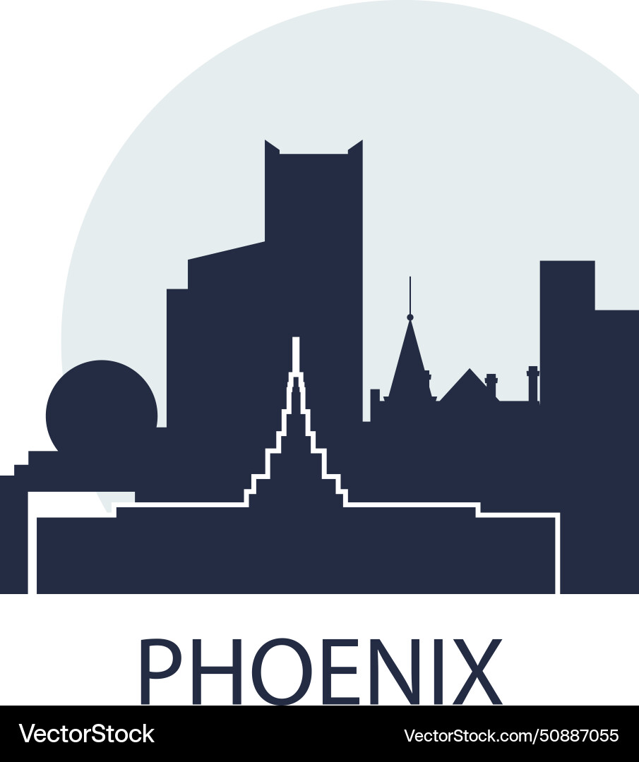 Phoenix city skyline silhouette logo Royalty Free Vector