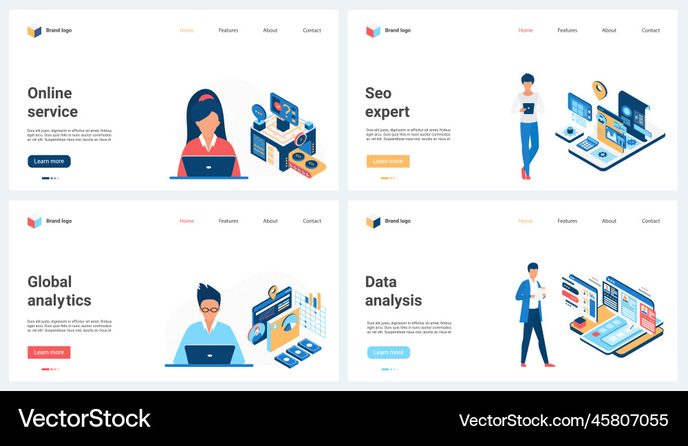 Seo expert service online data analysis Royalty Free Vector