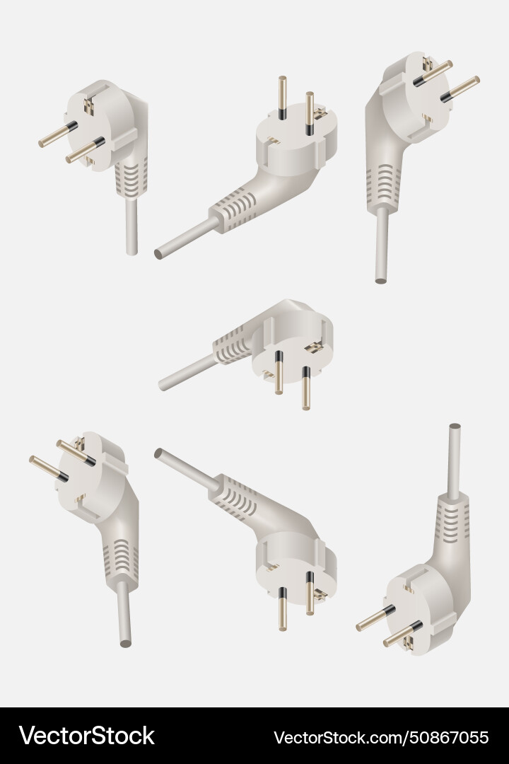 Set of 3d electrical plugs Royalty Free Vector Image