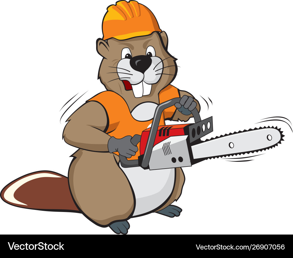 Beaver with Chainsaw Royalty Free Vector Image