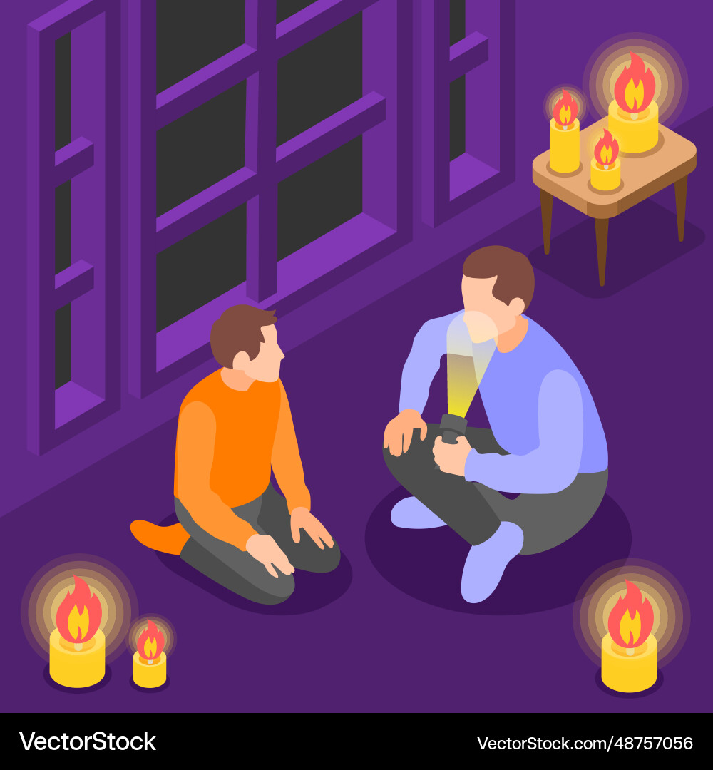 Candlelit conversation isometric background Vector Image