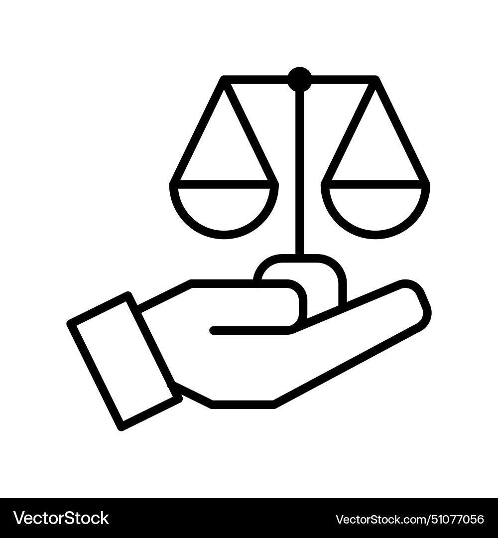 Justice in hand icon - law Royalty Free Vector Image