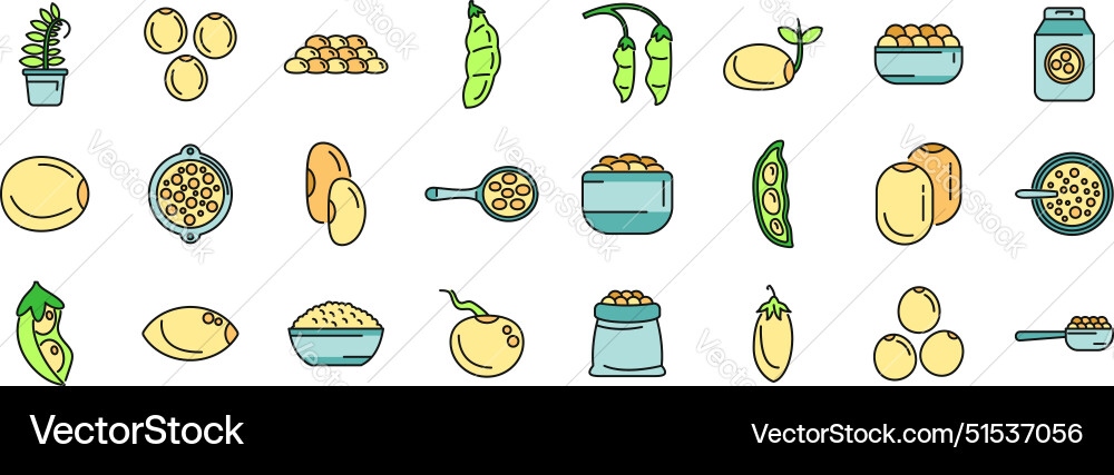 Lentil icons set color line Royalty Free Vector Image