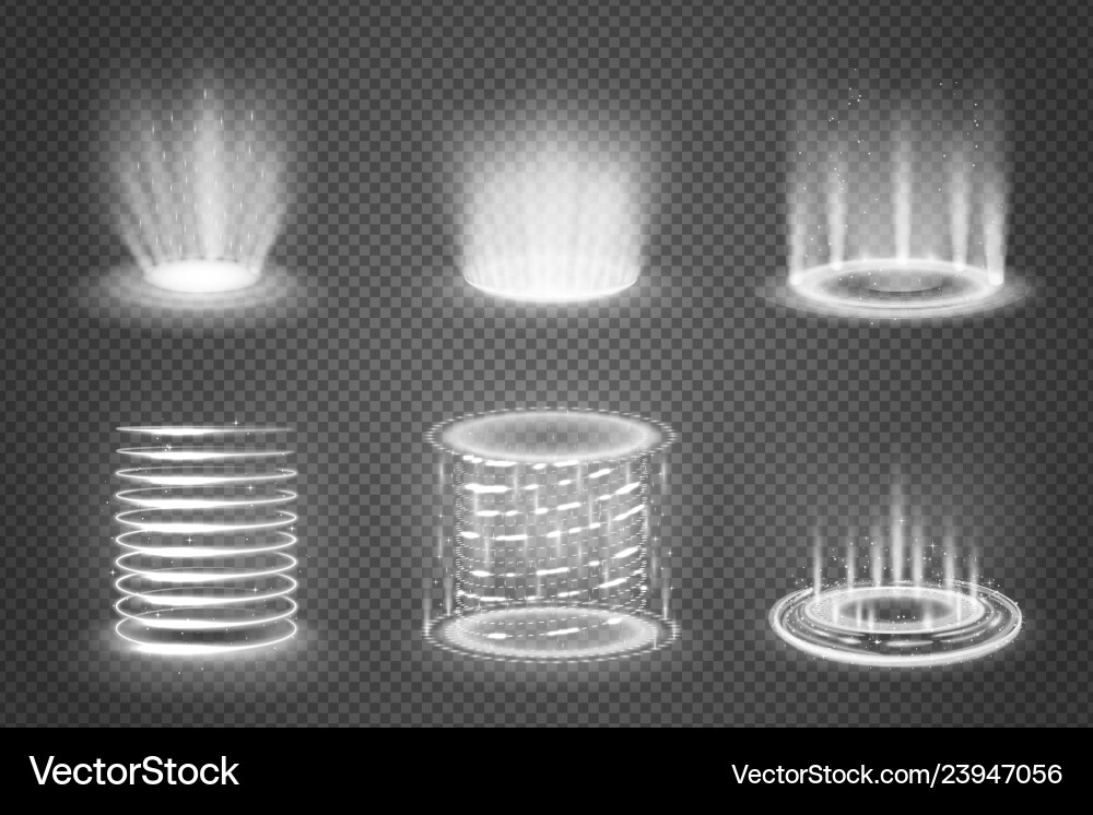 Realistic magic portals transparent set Royalty Free Vector