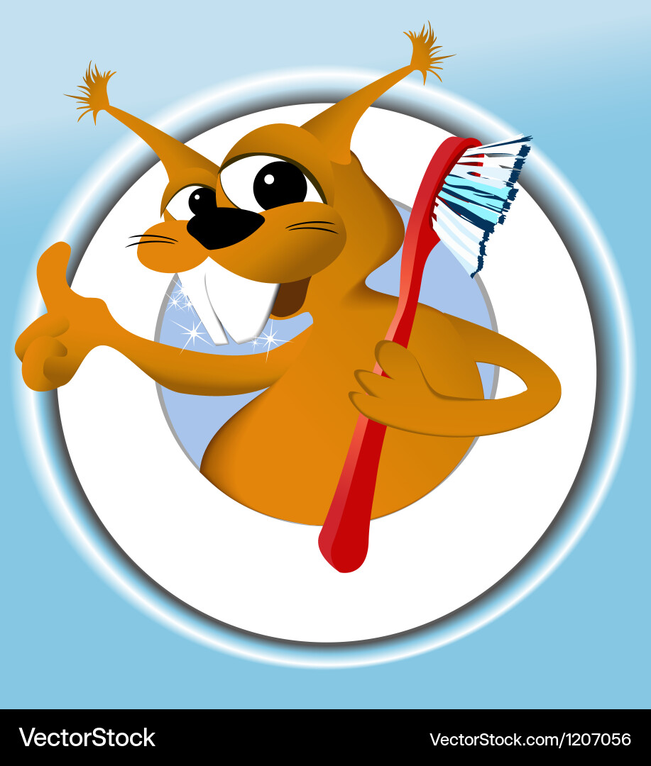 Squirrel Brushing Teeth - Dental Care Royalty Free Vector