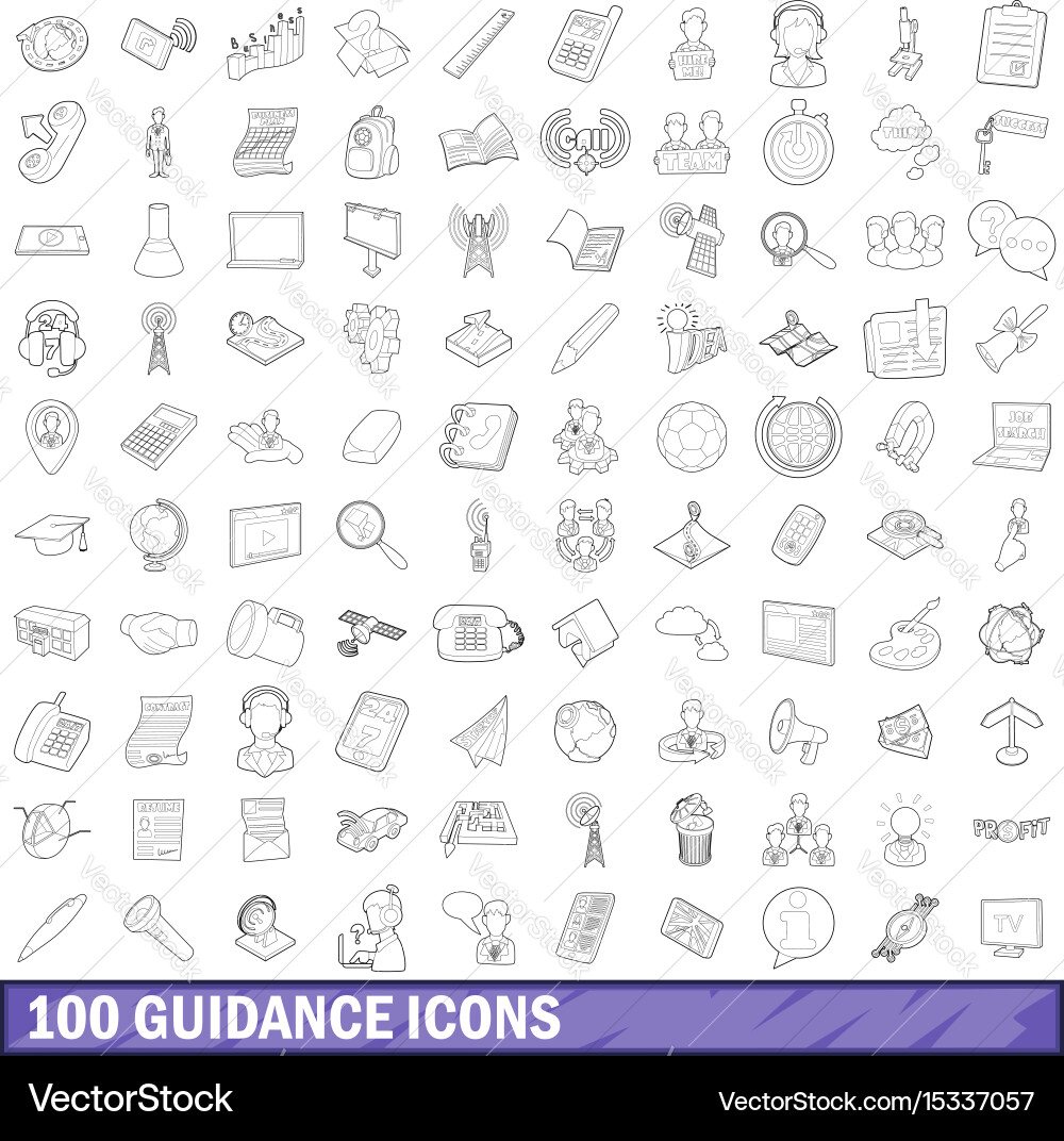 100 guidance icons set outline style Royalty Free Vector