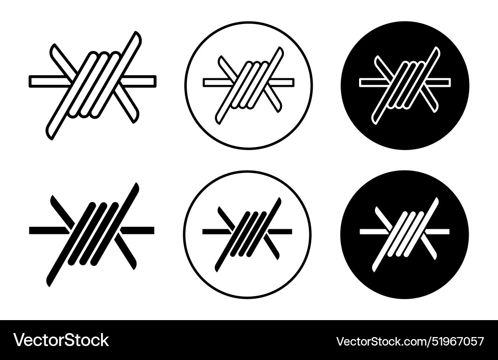 Barbed wire outline line icon set sign for web app