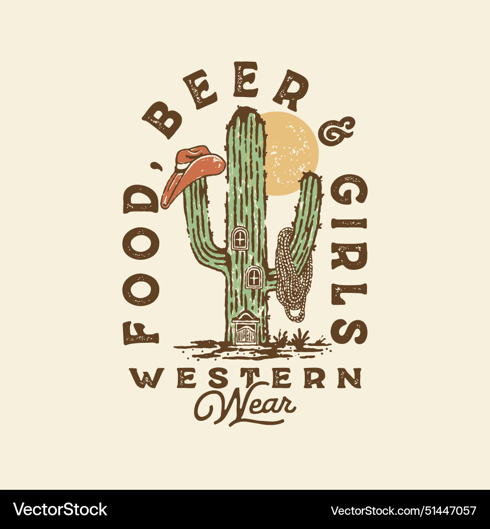 Cactus cowboy bar rodeo Royalty Free Vector Image