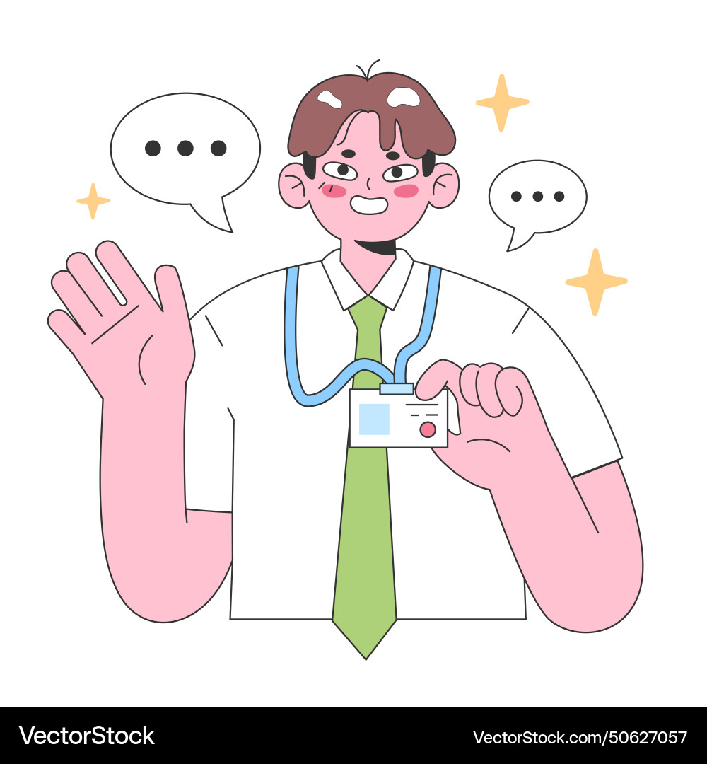 Friendly doctor introduction concept flat Vector Image
