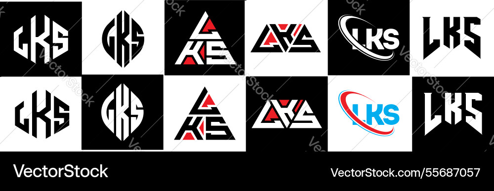 Lks letter logo design in six style polygon Vector Image