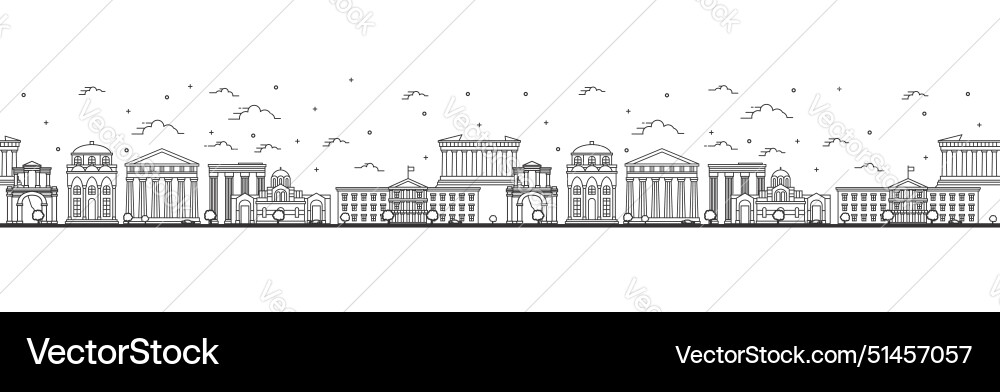 Seamless pattern with outline athens greece city Vector Image